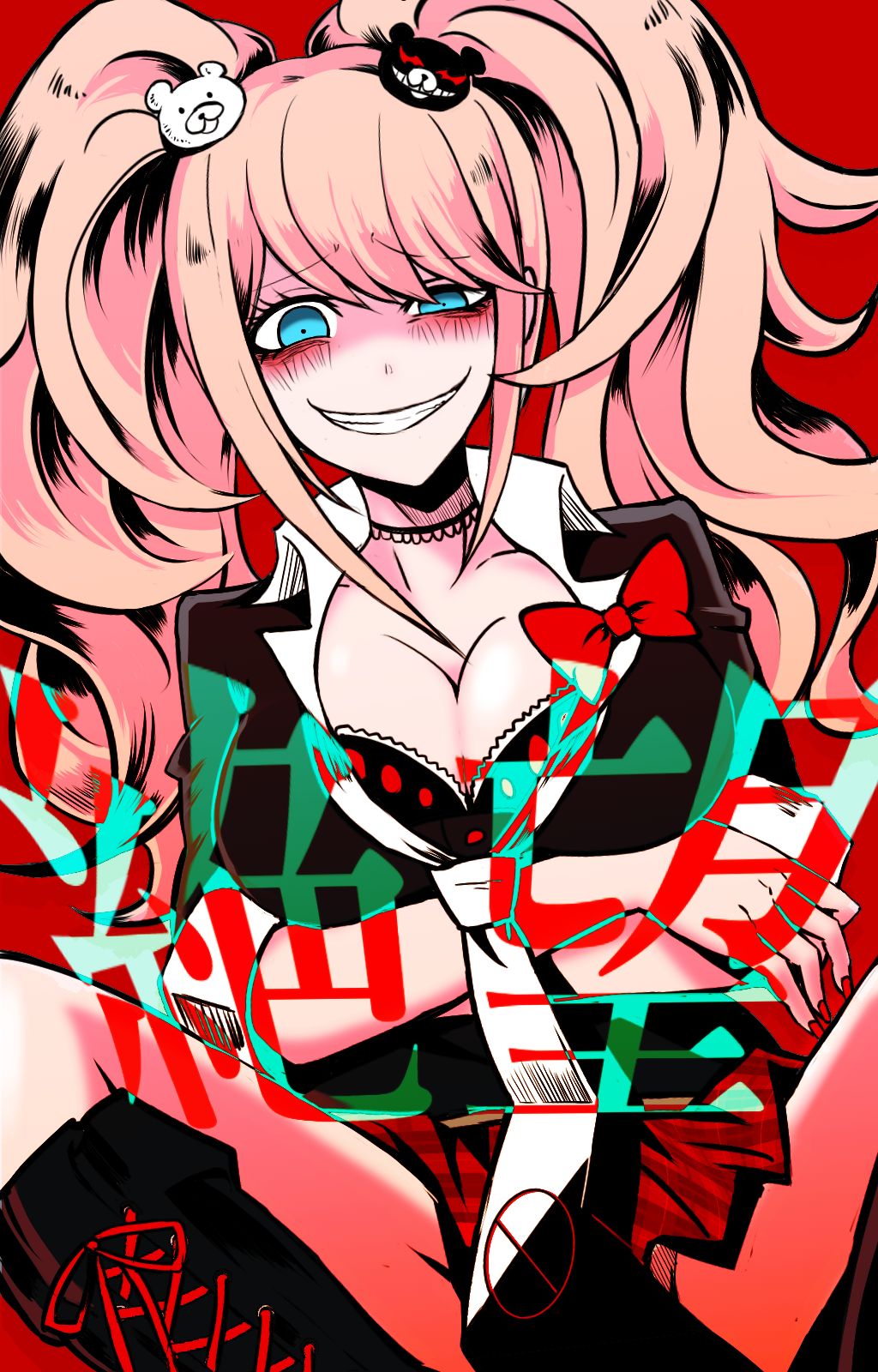 dangan-ronpa enoshima junko bra cleavage open shirt tagme | #368374 | yande.re